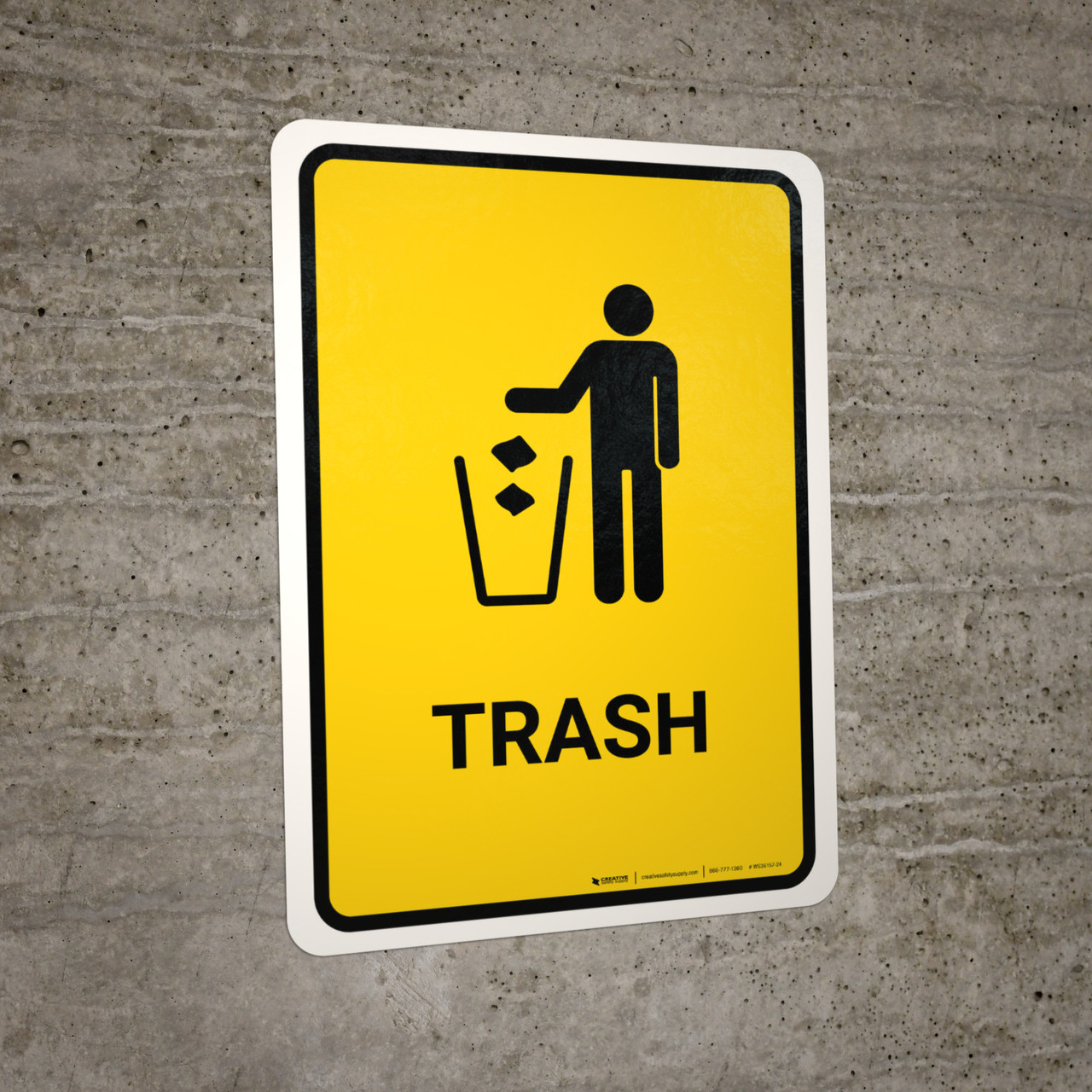 Trash Yellow Portrait - Wall Sign