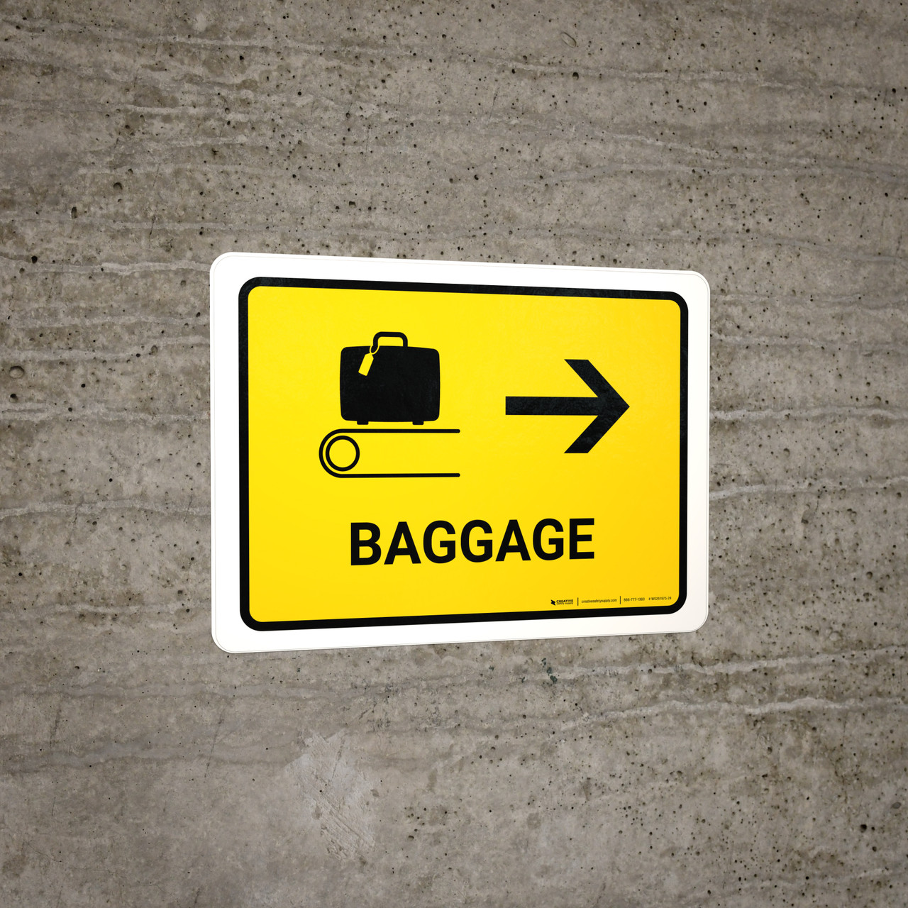 Baggage With Right Arrow Yellow Landscape - Wall Sign