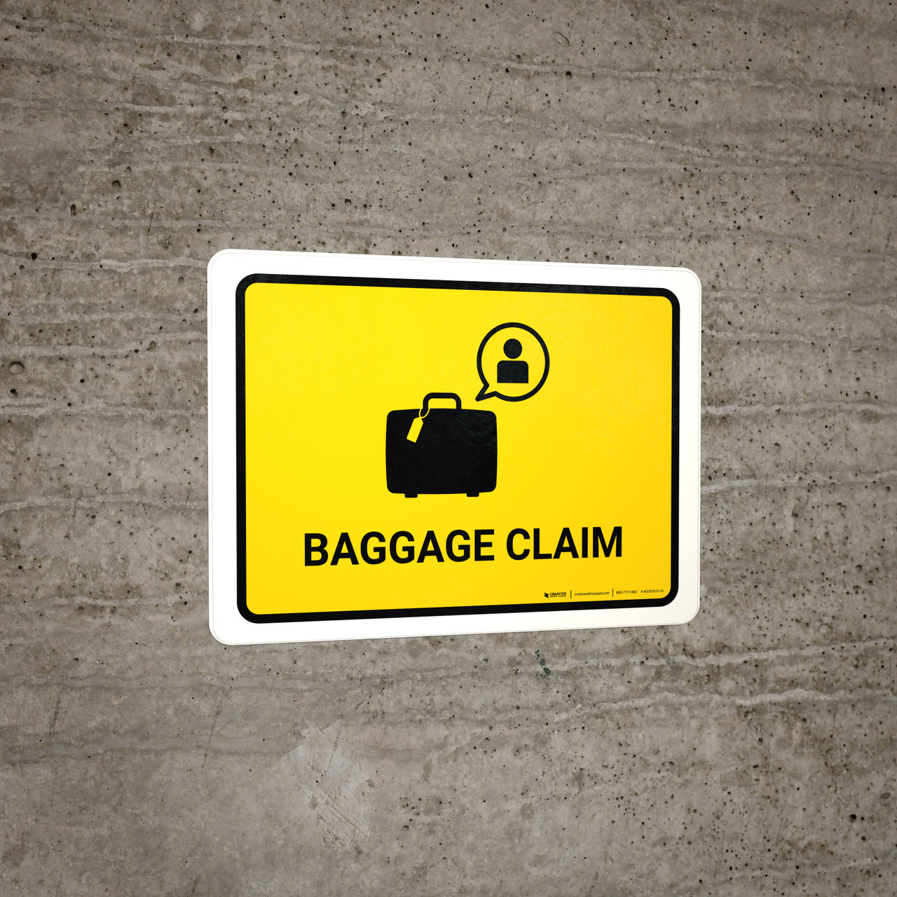 Baggage Claim Yellow Landscape - Wall Sign