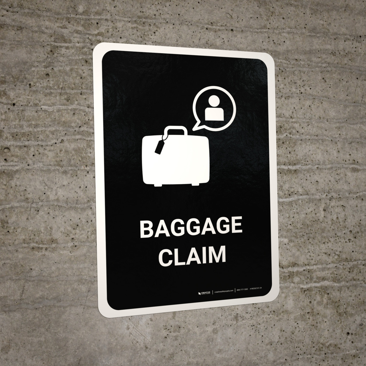 Baggage Claim Black Portrait - Wall Sign