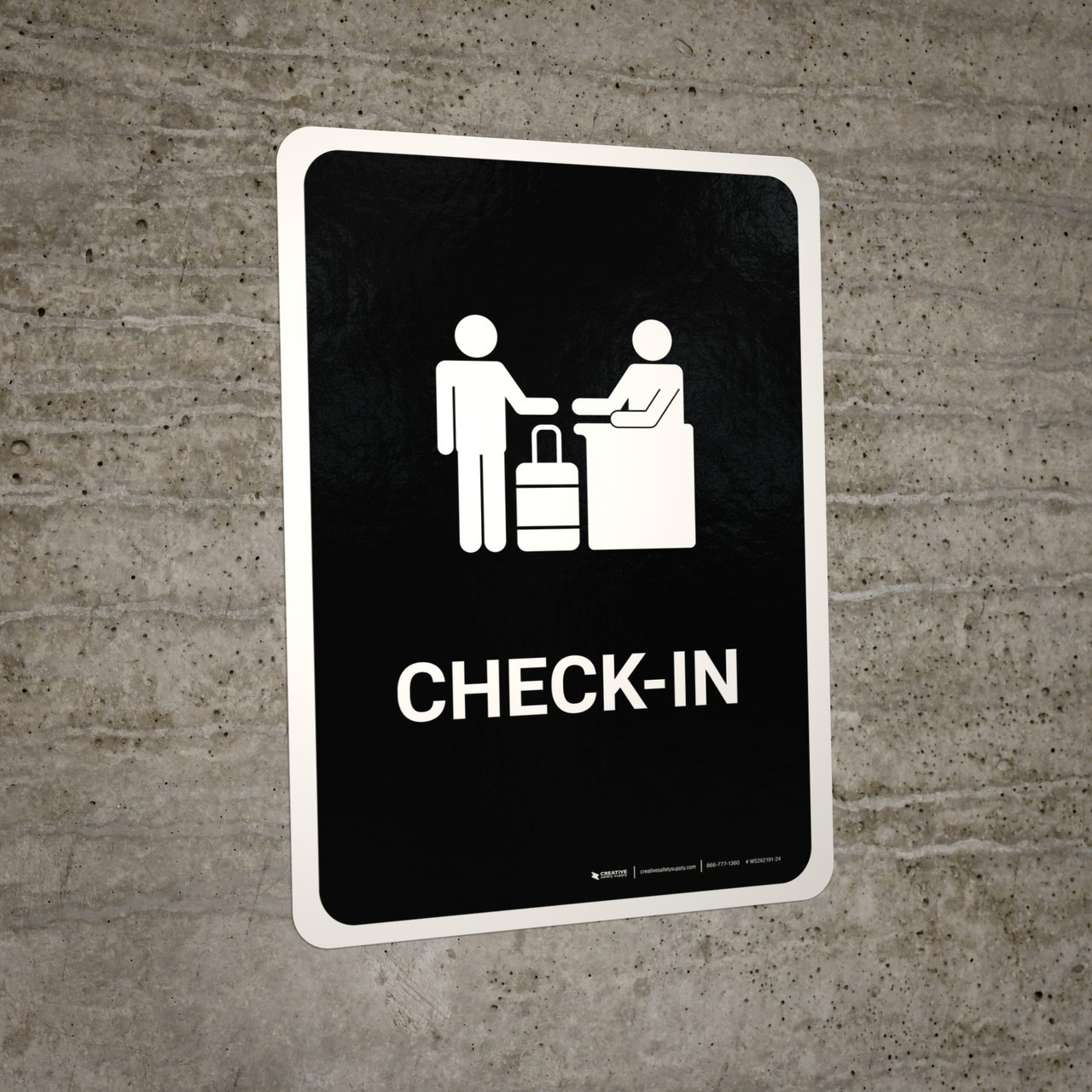 Check-In Black Portrait - Wall Sign
