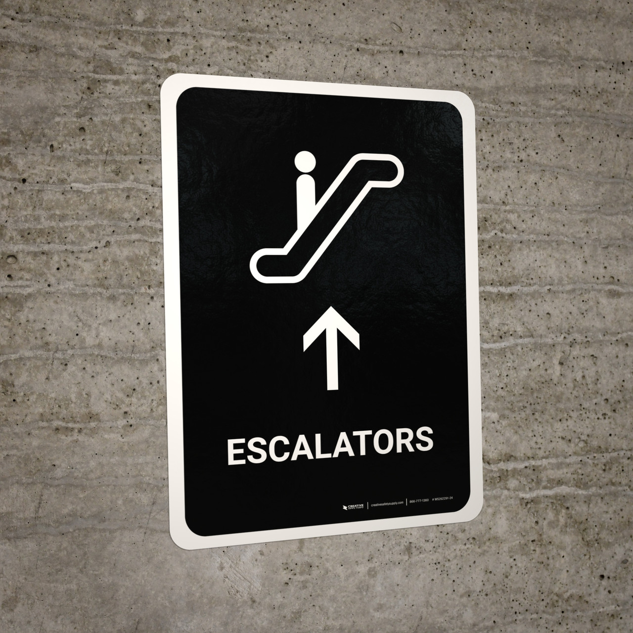 Escalators With Up Arrow Black Portrait - Wall Sign | Creative Safety ...