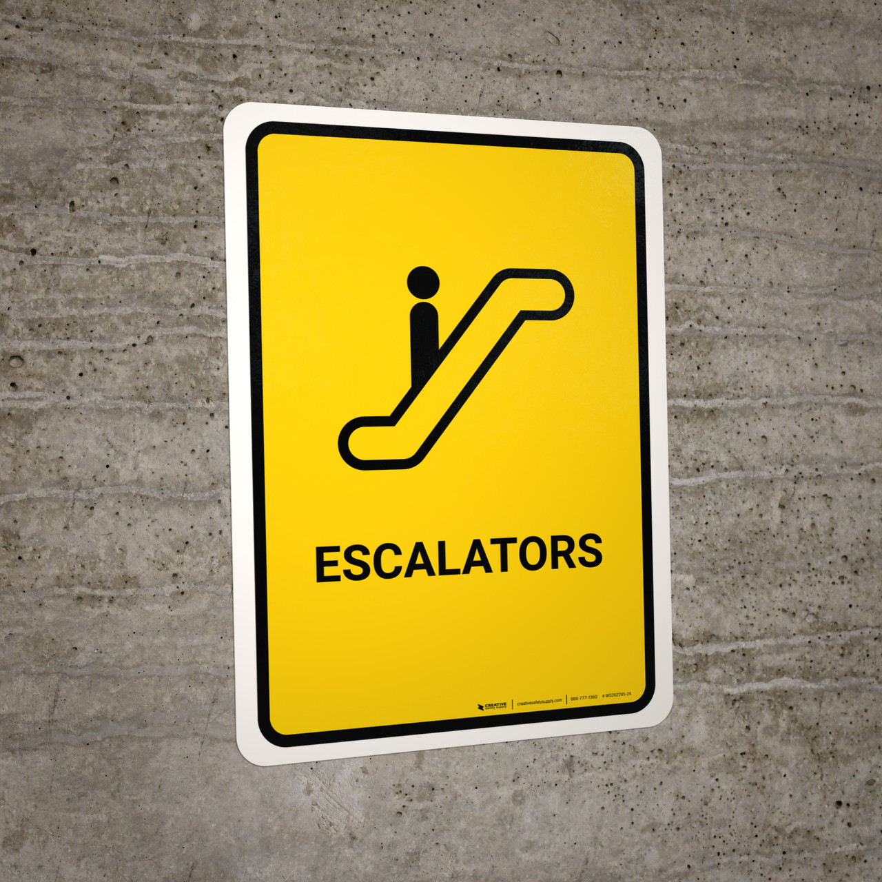Escalators Yellow Portrait - Wall Sign | Creative Safety Supply
