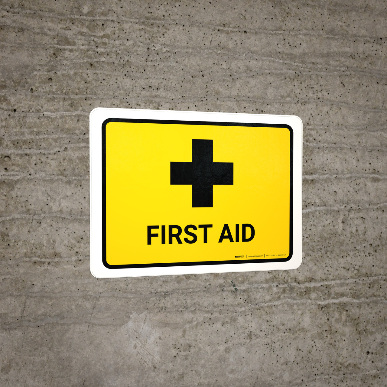 First Aid Yellow Landscape - Wall Sign