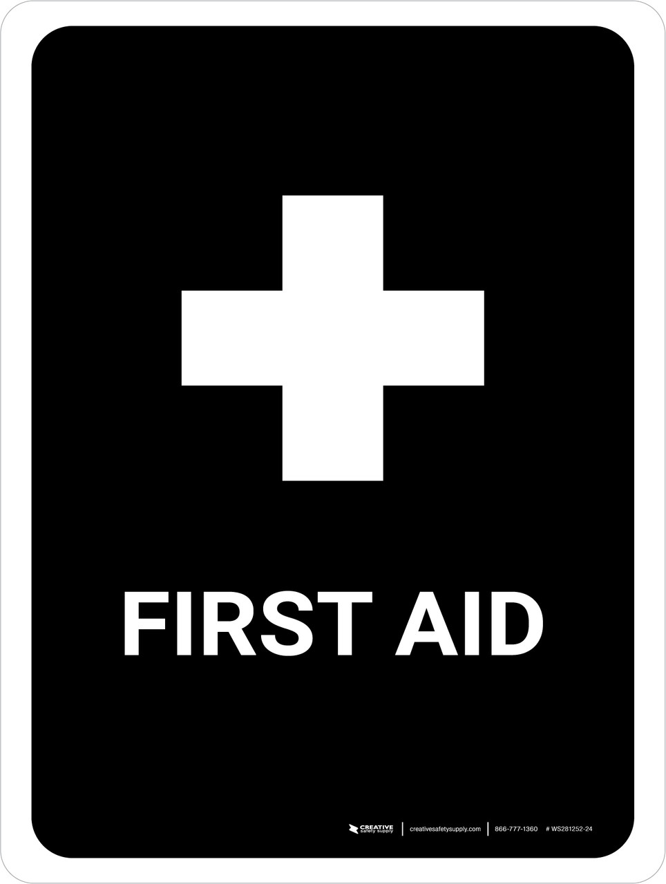 First Aid Black Portrait - Wall Sign