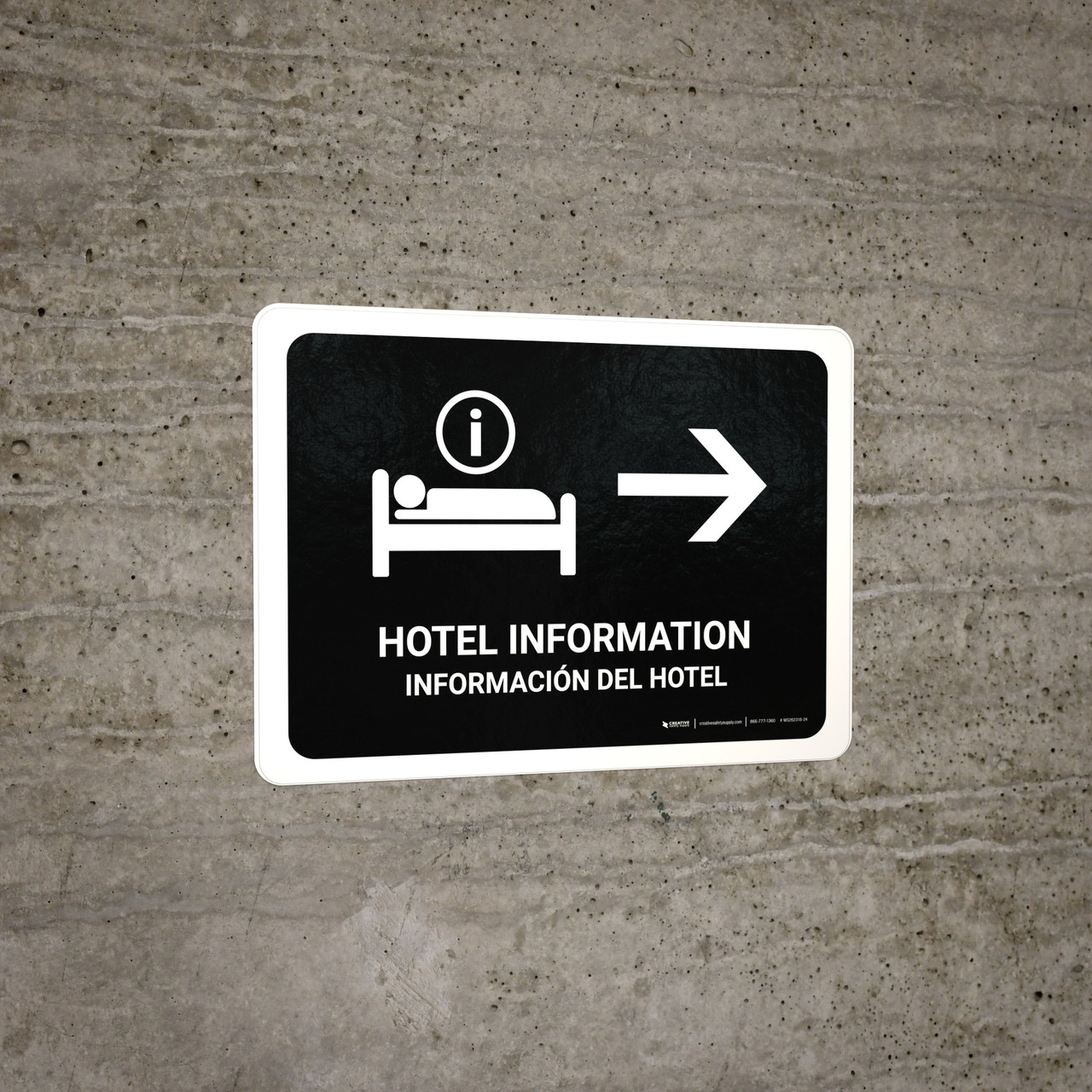 Hotel Information With Right Arrow Black Bilingual Spanish Landscape ...