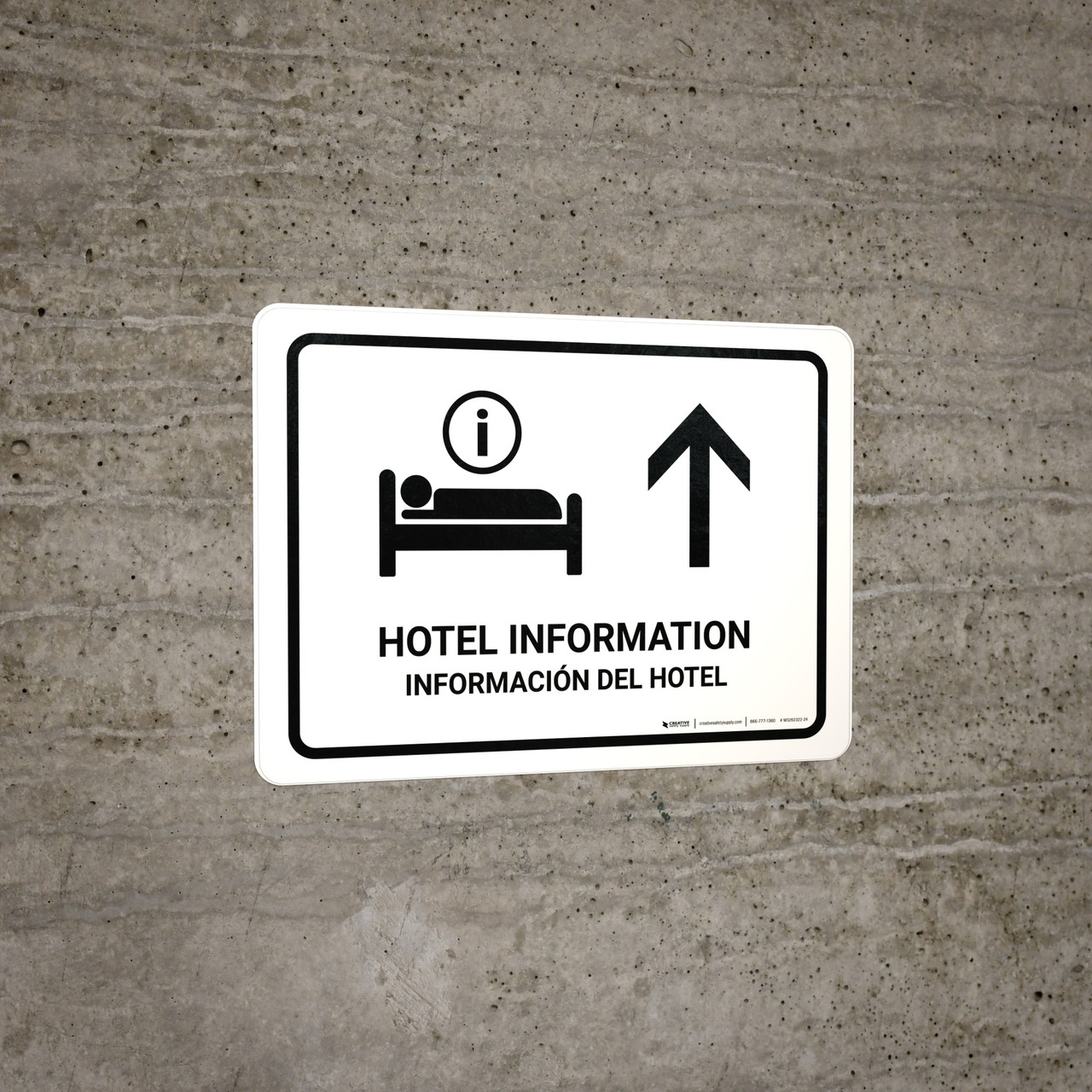Hotel Information With Up Arrow White Bilingual Spanish Landscape ...