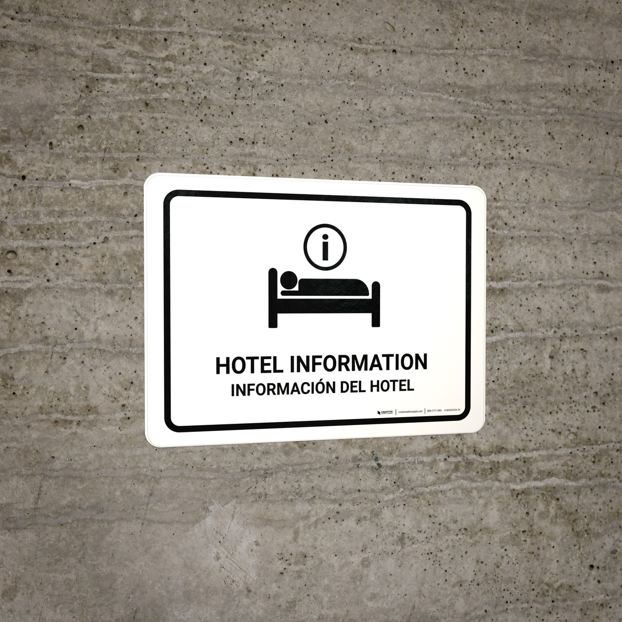 Hotel Information White Bilingual Landscape - Wall Sign