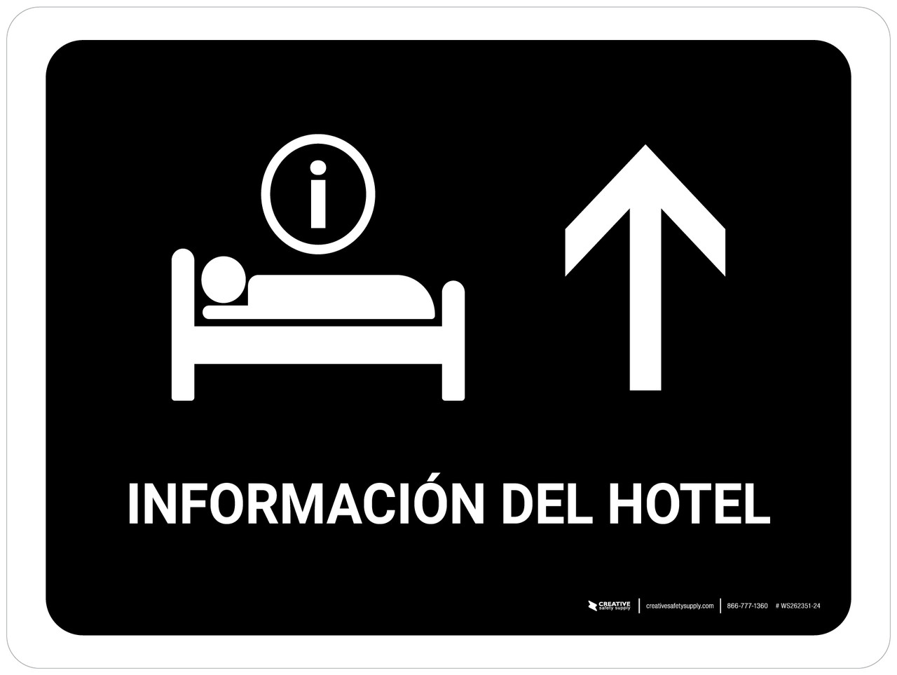 Hotel Information With Up Arrow Black Spanish Landscape - Wall Sign ...