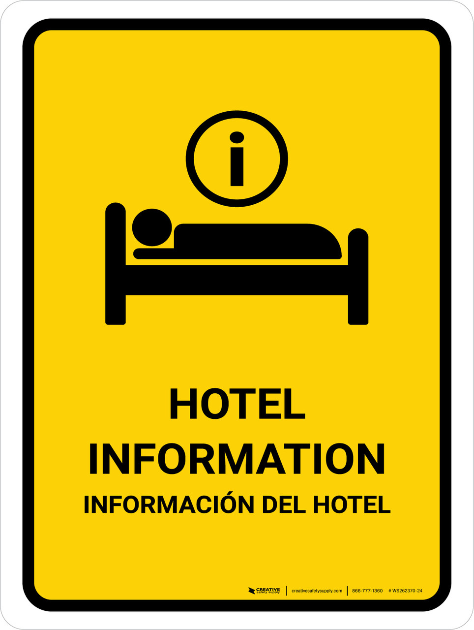 Hotel Information Yellow Bilingual Spanish Portrait - Wall Sign