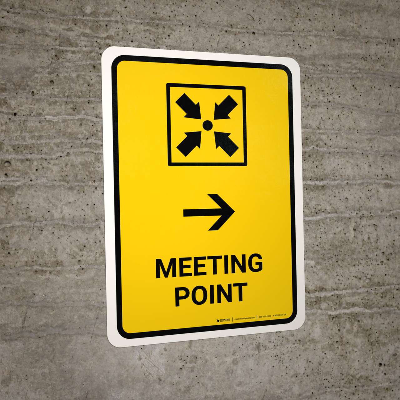 Meeting Point With Right Arrow Yellow Portrait - Wall Sign | Creative ...