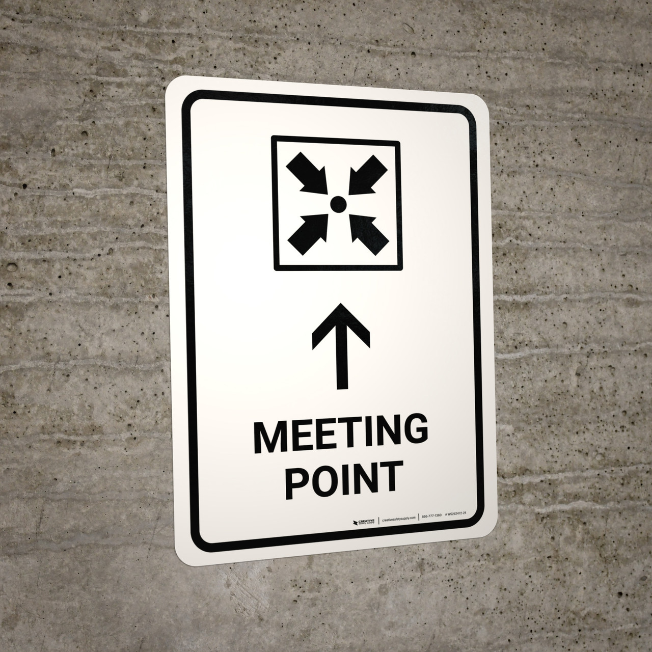 Meeting Point With Up Arrow White Portrait - Wall Sign | Creative ...