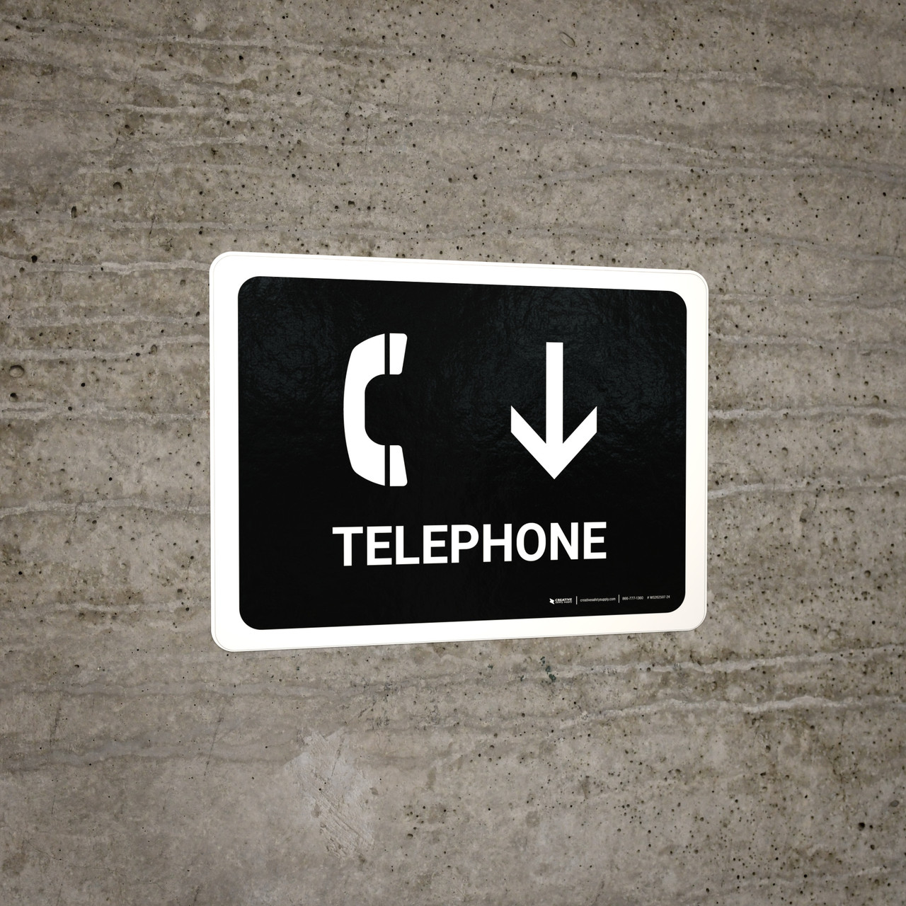Telephone With Down Arrow Black Landscape - Wall Sign | Creative Safety ...