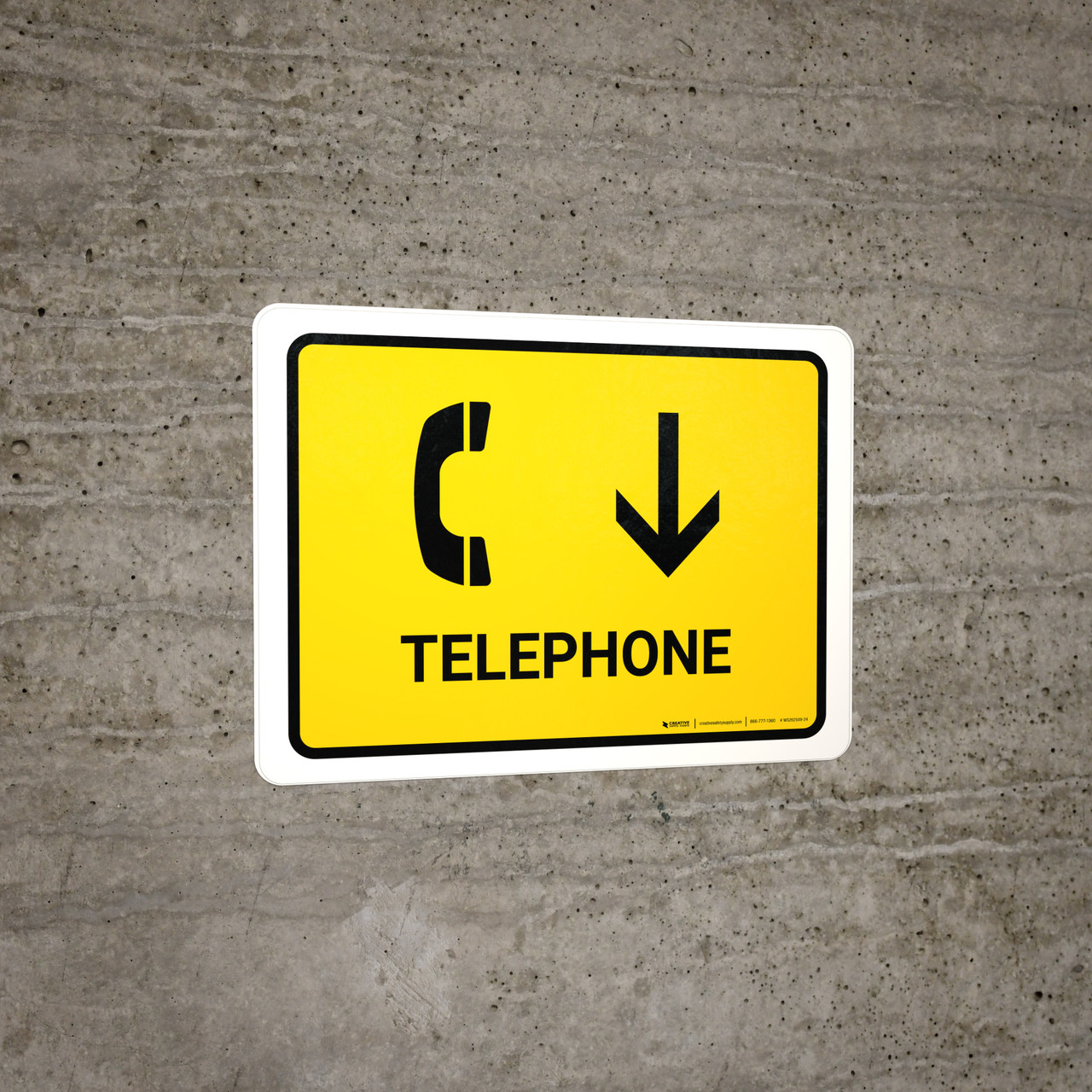Telephone With Down Arrow Yellow Landscape - Wall Sign | Creative ...