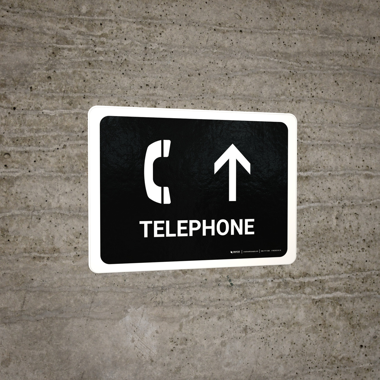 Telephone With Up Arrow Black Landscape - Wall Sign | Creative Safety ...