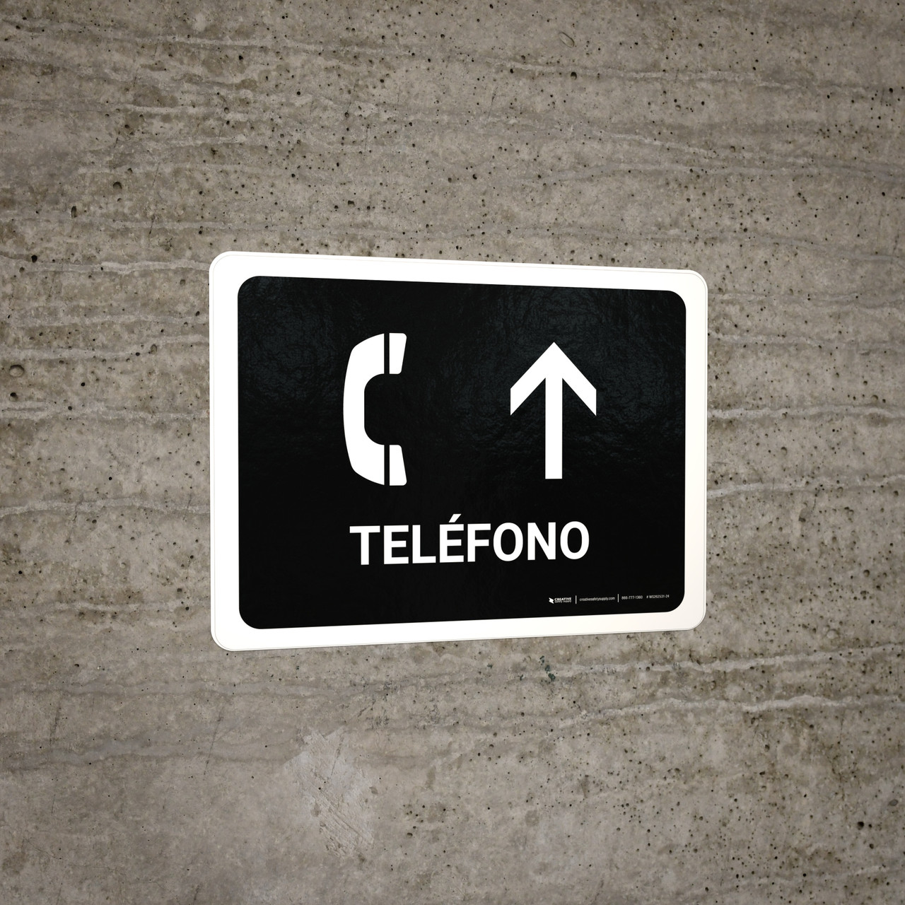 Telephone With Up Arrow Black Spanish Landscape - Wall Sign