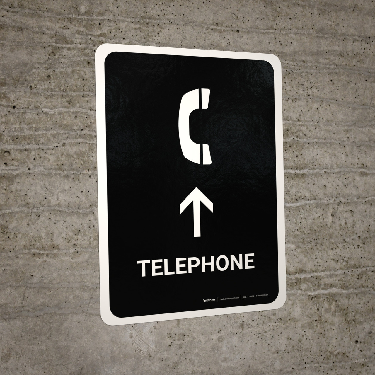 Telephone With Up Arrow Black Portrait - Wall Sign