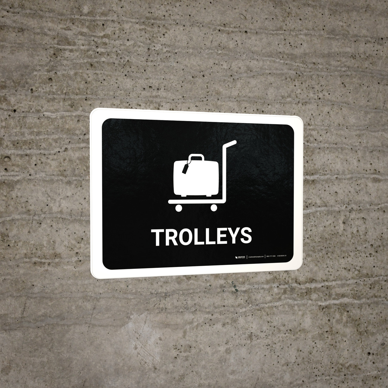 Trolleys Black Landscape - Wall Sign