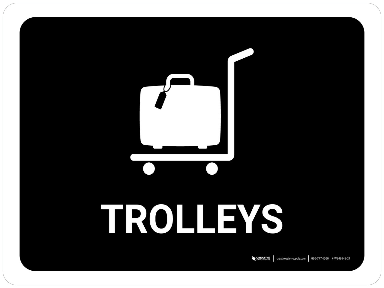 Trolleys Black Landscape - Wall Sign