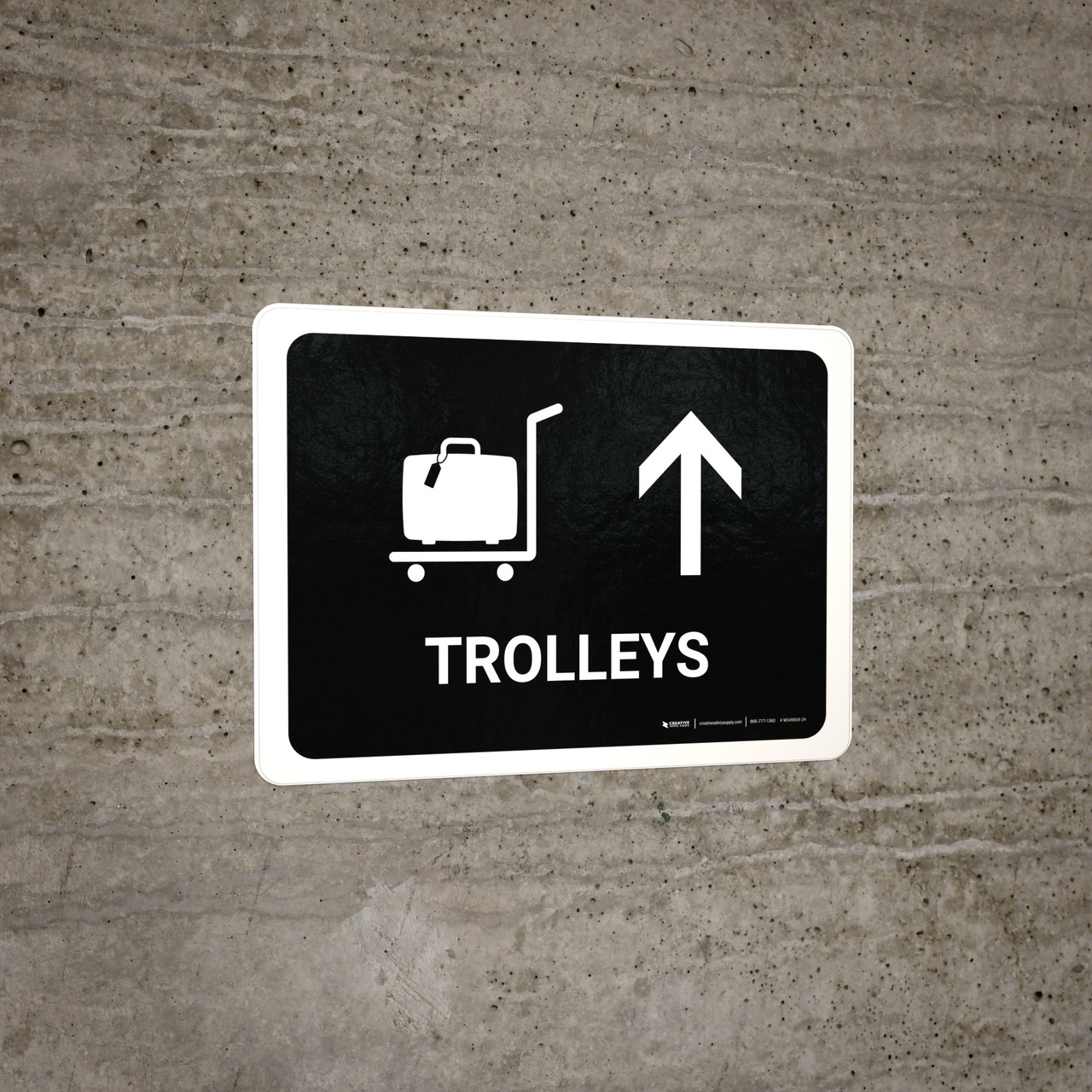 Trolleys With Up Arrow Black Landscape - Wall Sign | Creative Safety Supply