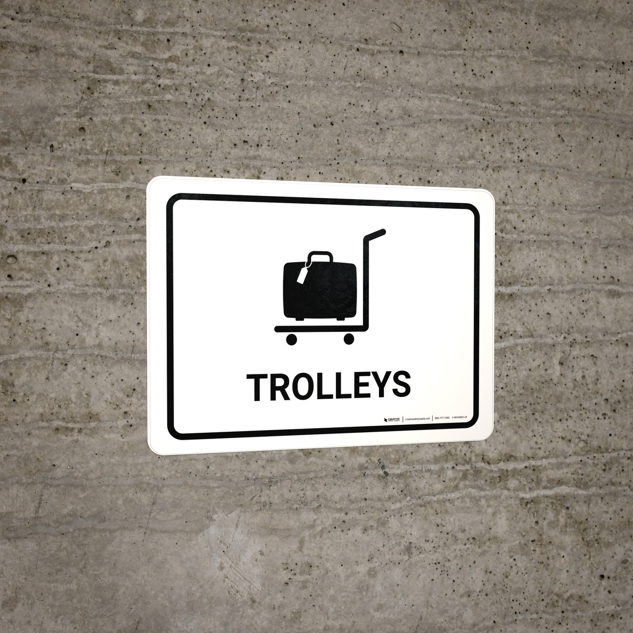 Trolleys White Landscape - Wall Sign