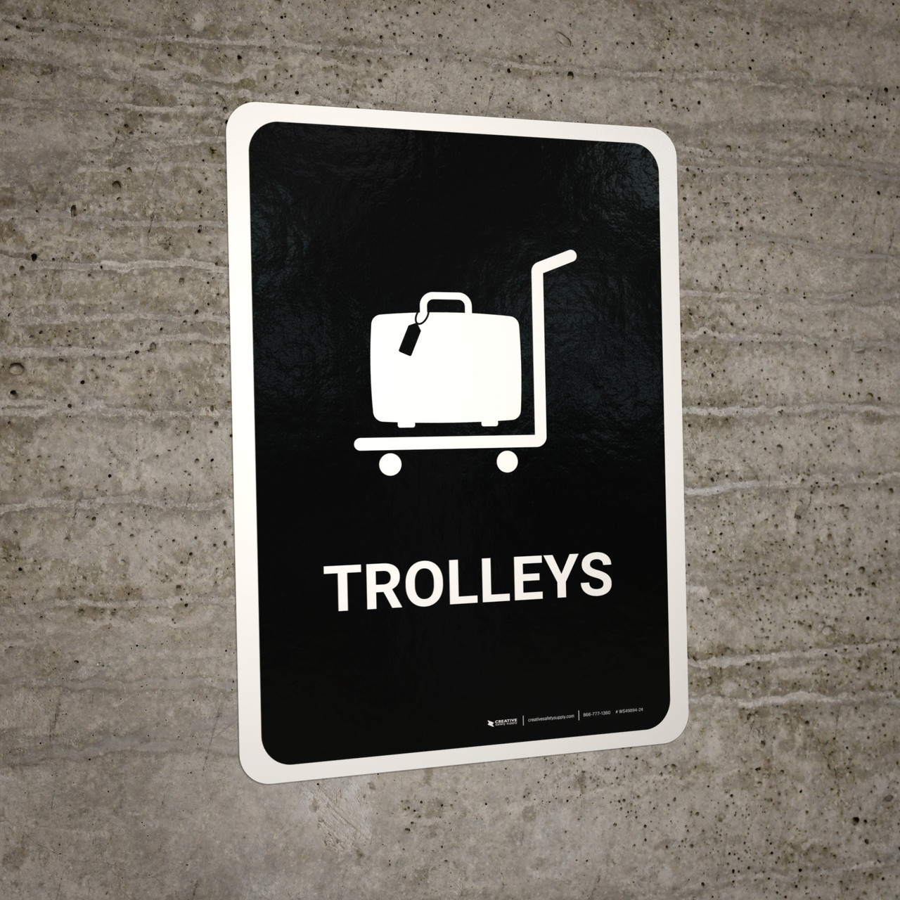 Trolleys Black Portrait - Wall Sign