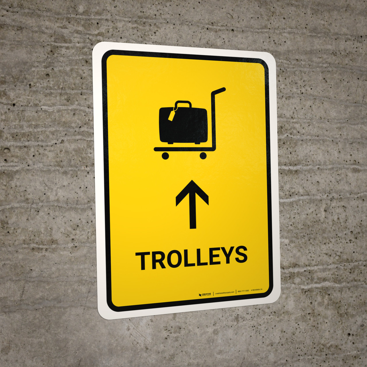 Trolleys With Up Arrow Yellow Portrait - Wall Sign | Creative Safety Supply