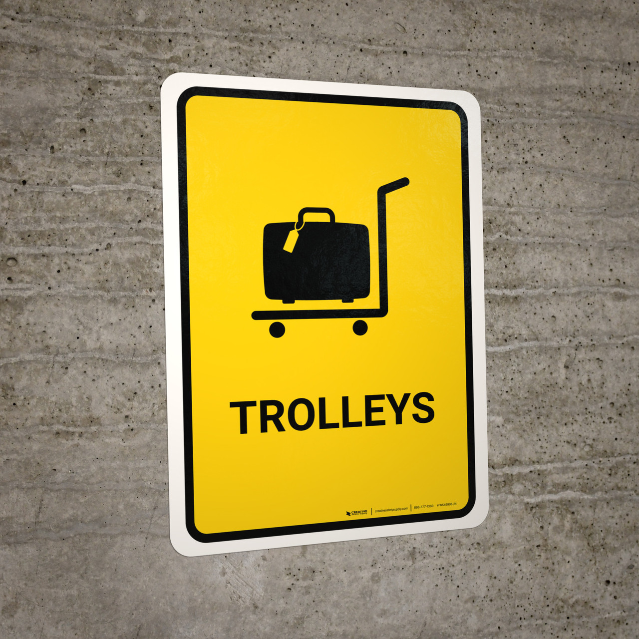 Trolleys Yellow Portrait - Wall Sign