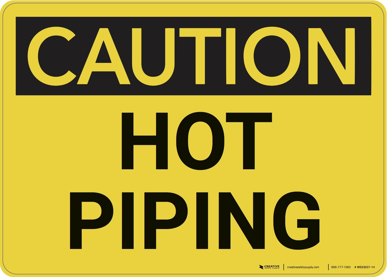 Caution: Hot Piping - Wall Sign