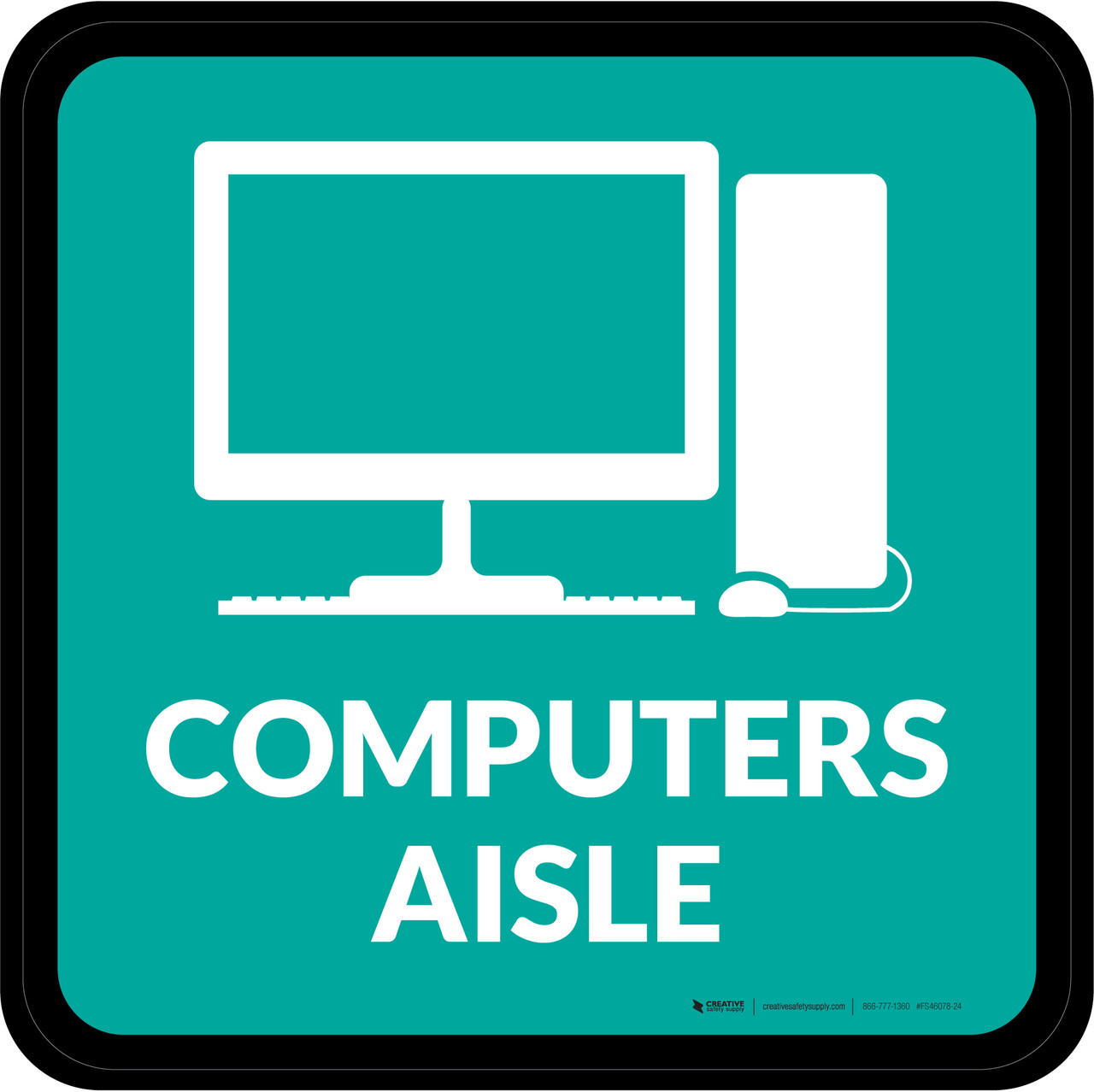 Computers Aisle with Icon Square - Floor Sign