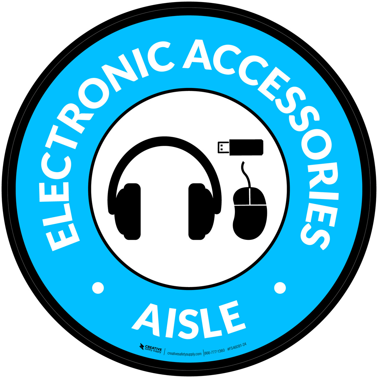 Electronic Accessories Aisle with Icon Circle - Floor Sign