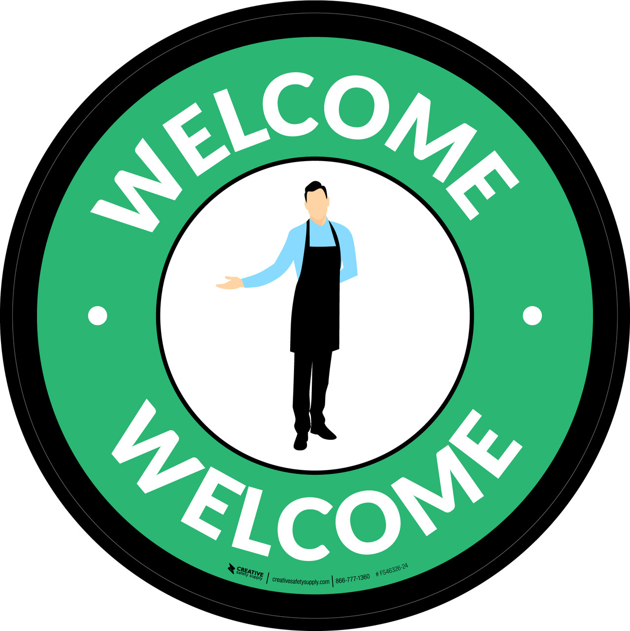 Welcome with Icon Circle - Floor Sign | Creative Safety Supply