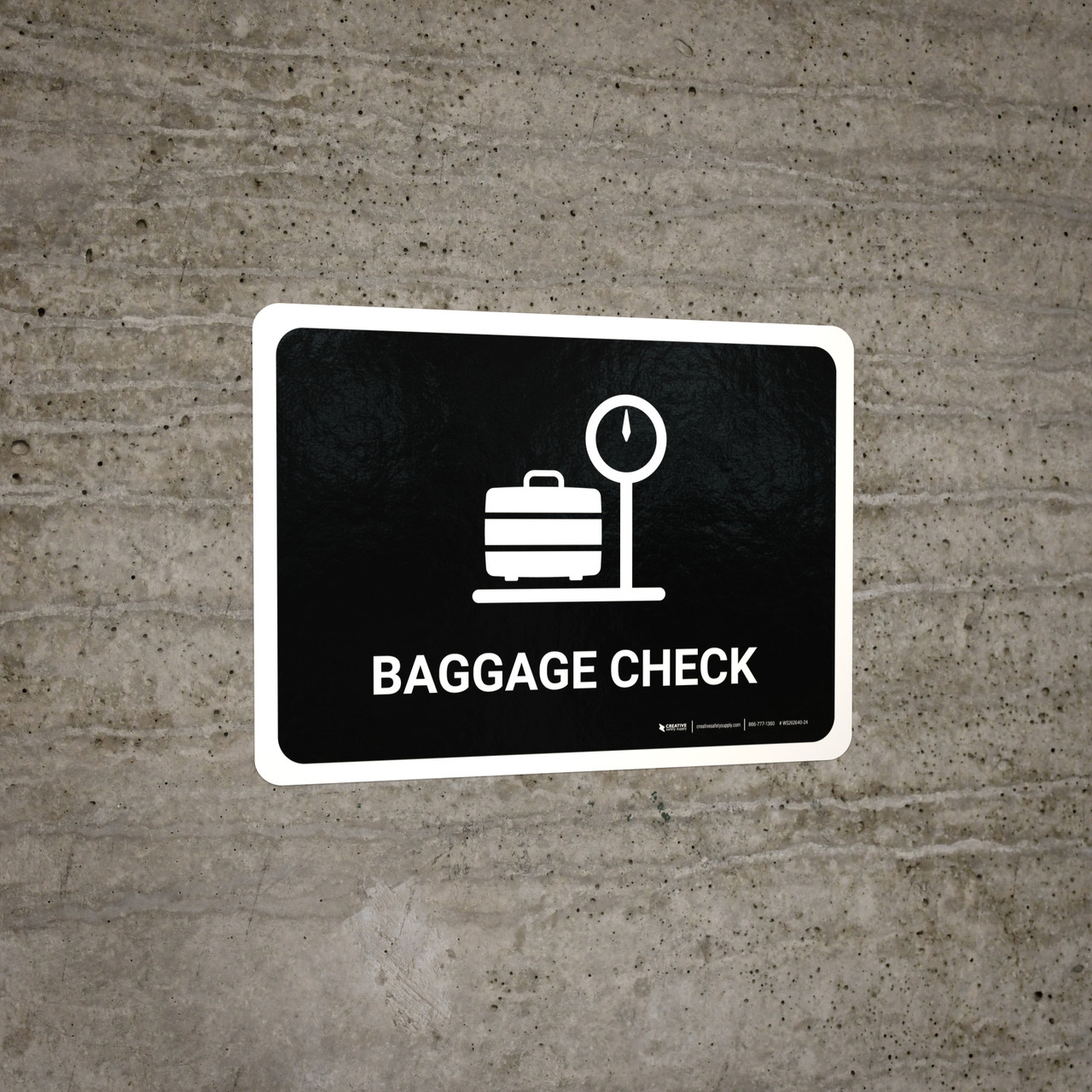 Baggage Check Black Landscape - Wall Sign