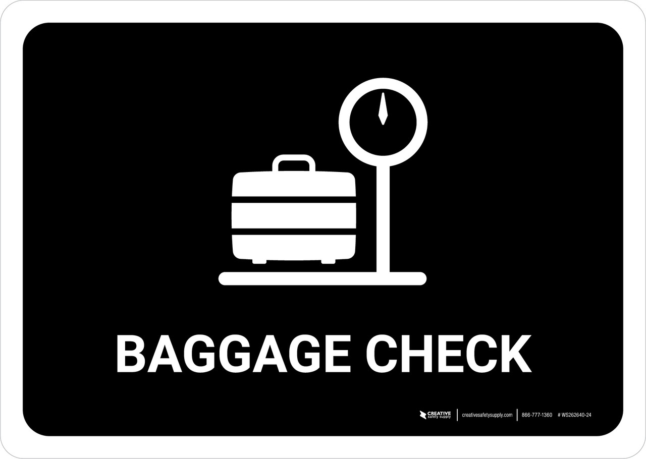 Baggage Check Black Landscape - Wall Sign
