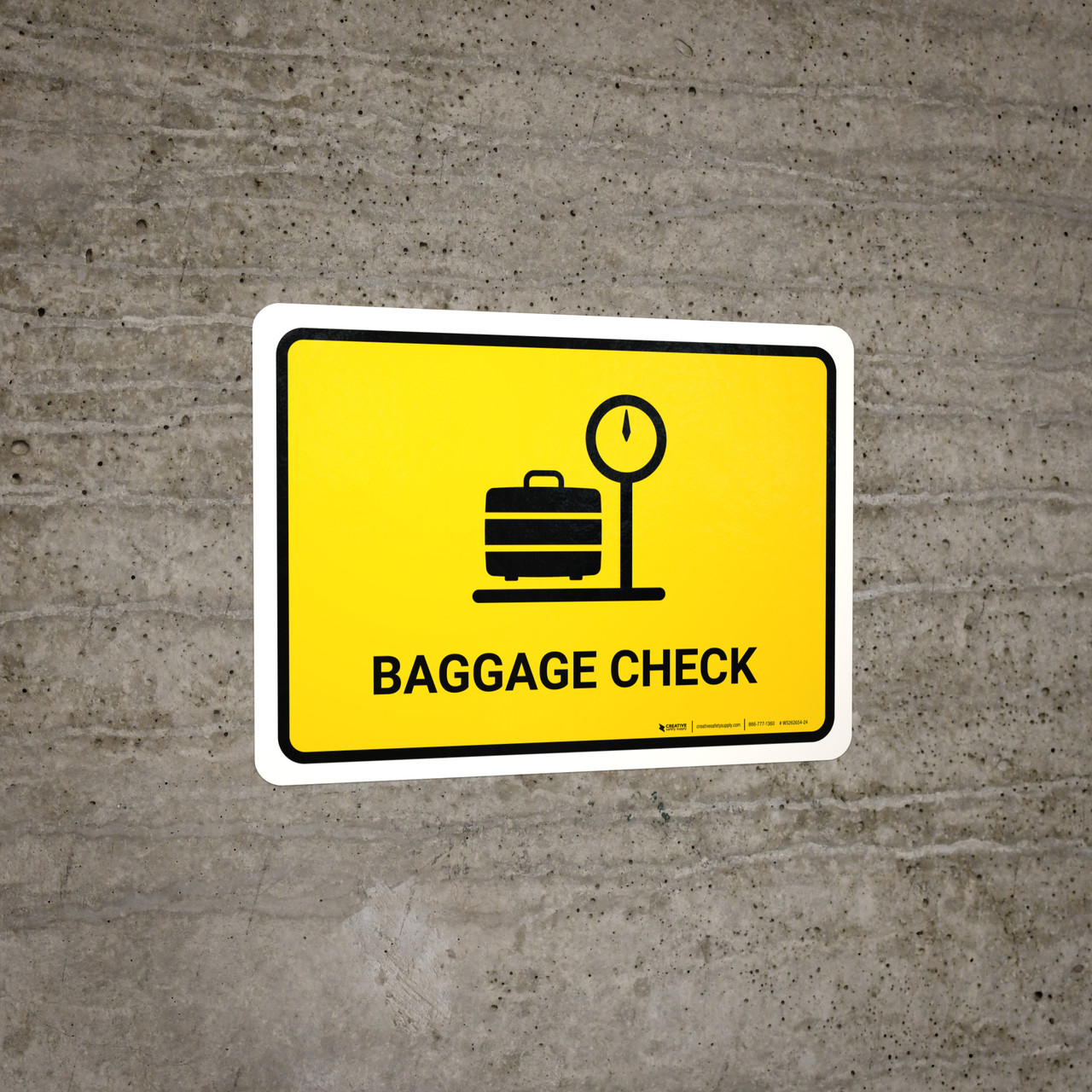 Baggage Check Yellow Landscape - Wall Sign