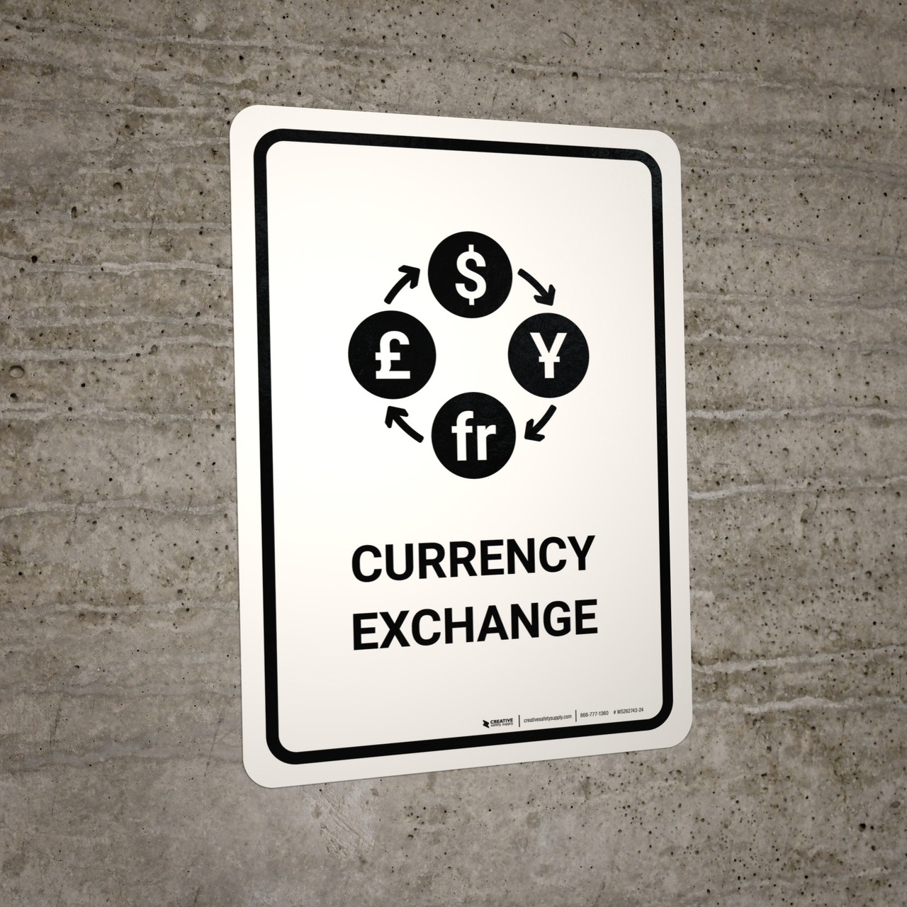 Currency Exchange White Portrait - Wall Sign