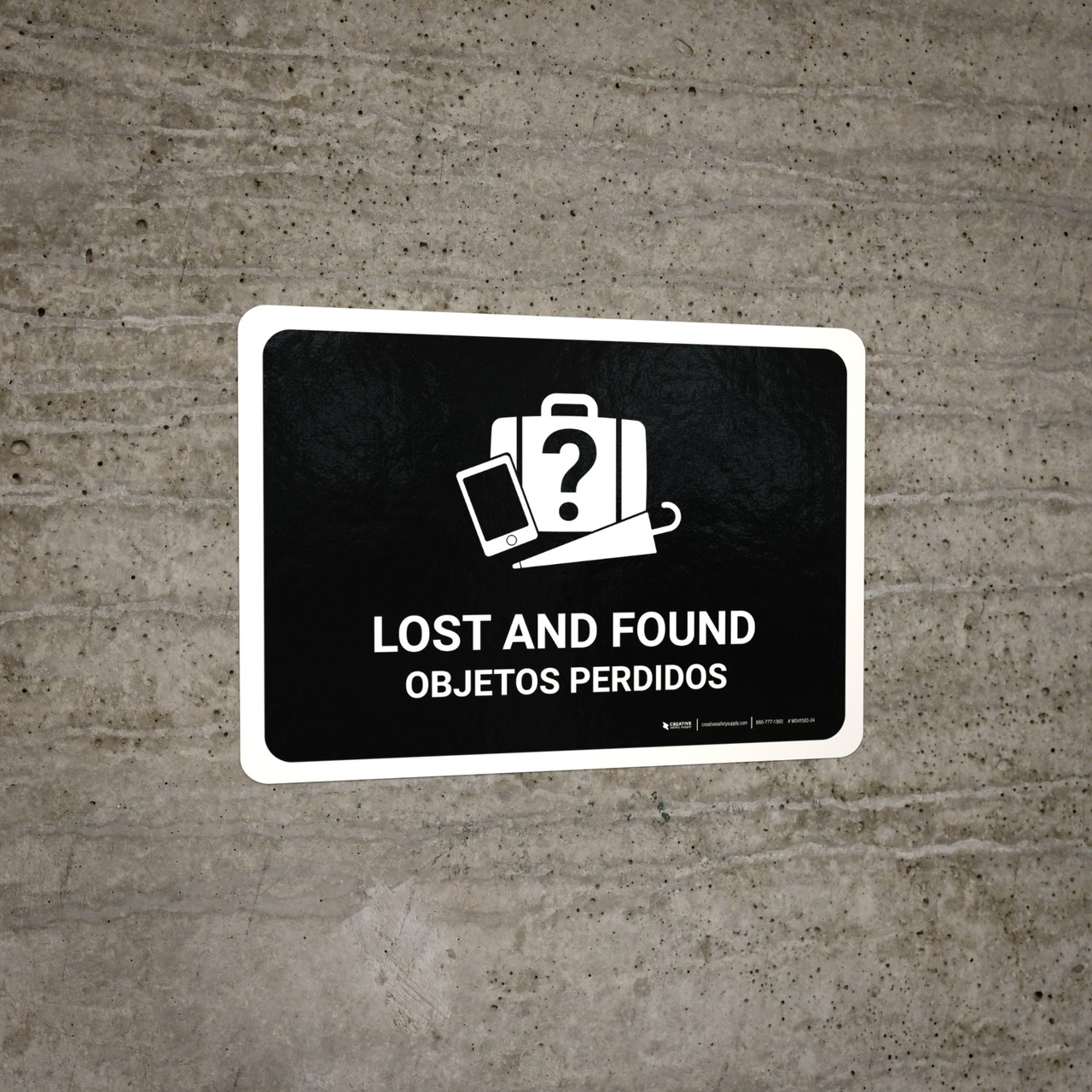 Lost And Found Black Bilingual Spanish Landscape - Wall Sign
