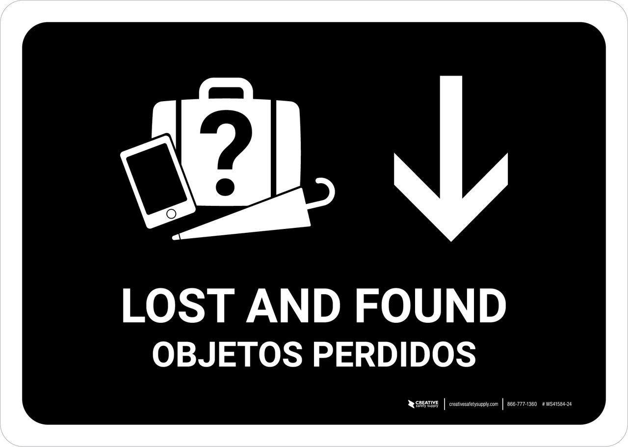 Lost And Found With Down Arrow Black Bilingual Spanish Landscape - Wall ...