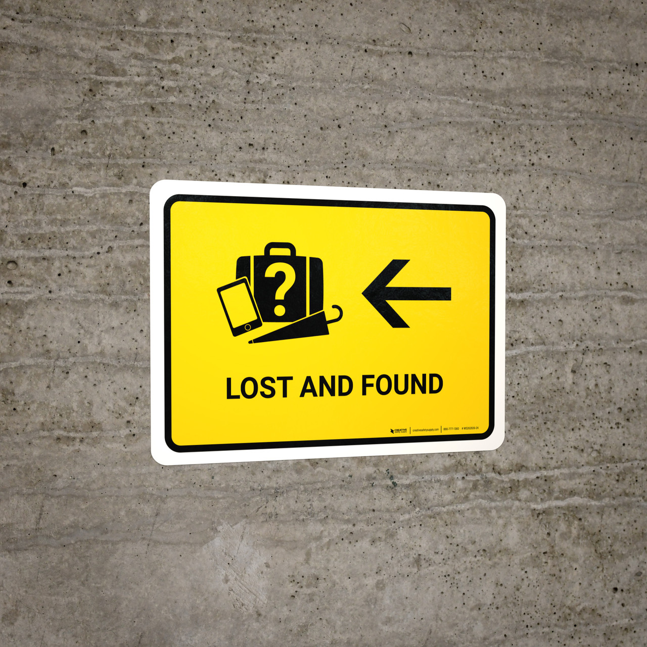 Lost And Found With Left Arrow Yellow Landscape - Wall Sign | Creative ...
