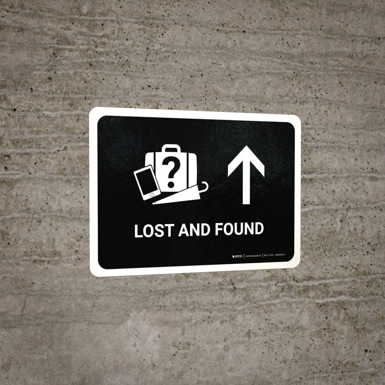 Lost And Found With Up Arrow Black Landscape - Wall Sign