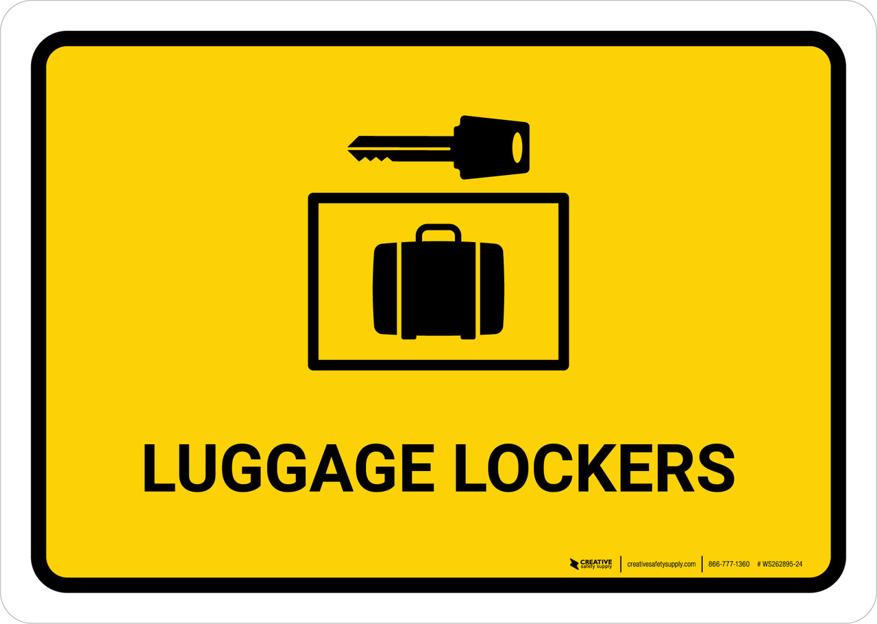 Luggage Lockers Yellow Landscape - Wall Sign
