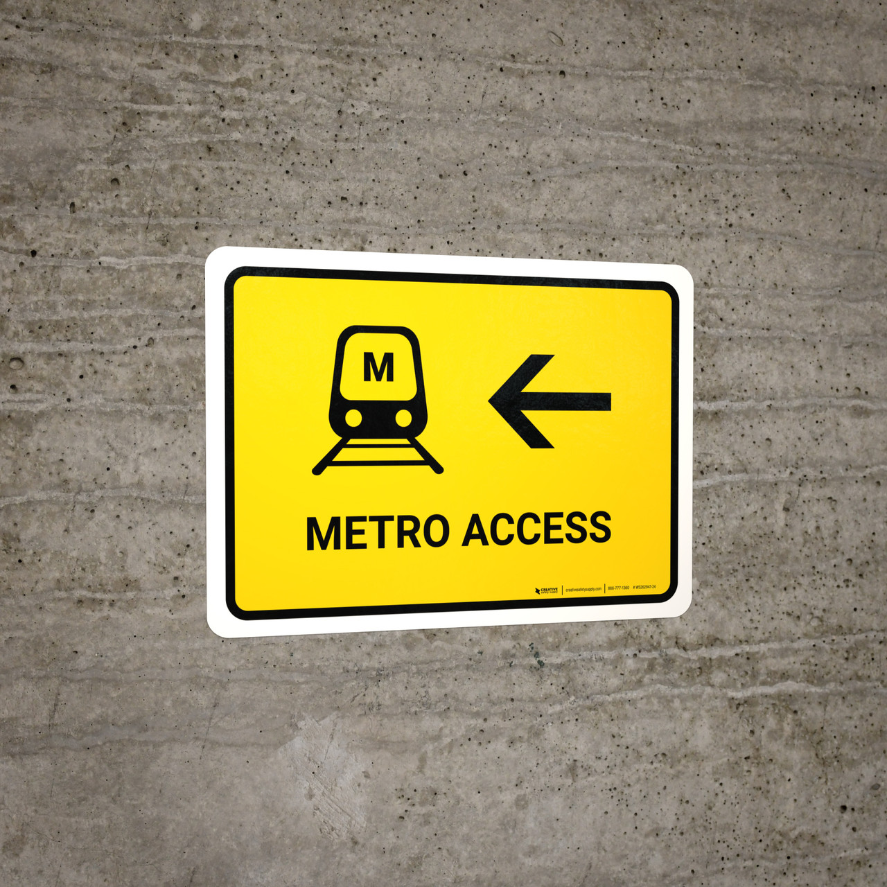 Metro Access With Left Arrow Yellow Landscape - Wall Sign | Creative ...