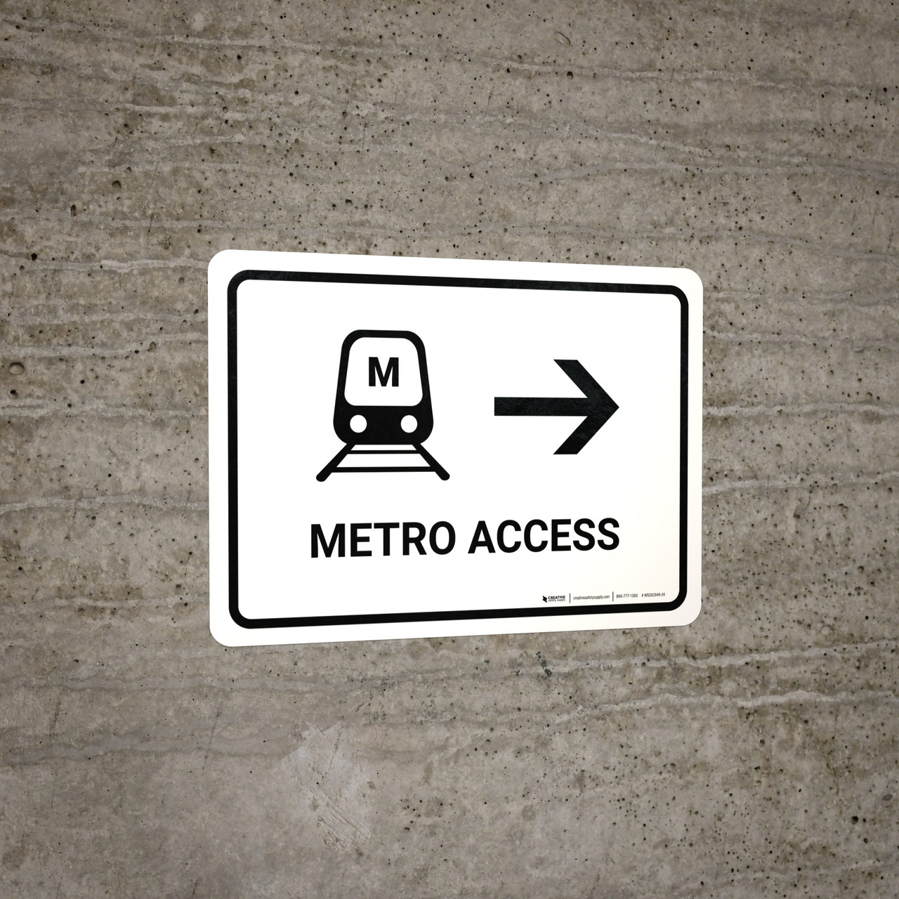 Metro Access With Right Arrow White Landscape - Wall Sign