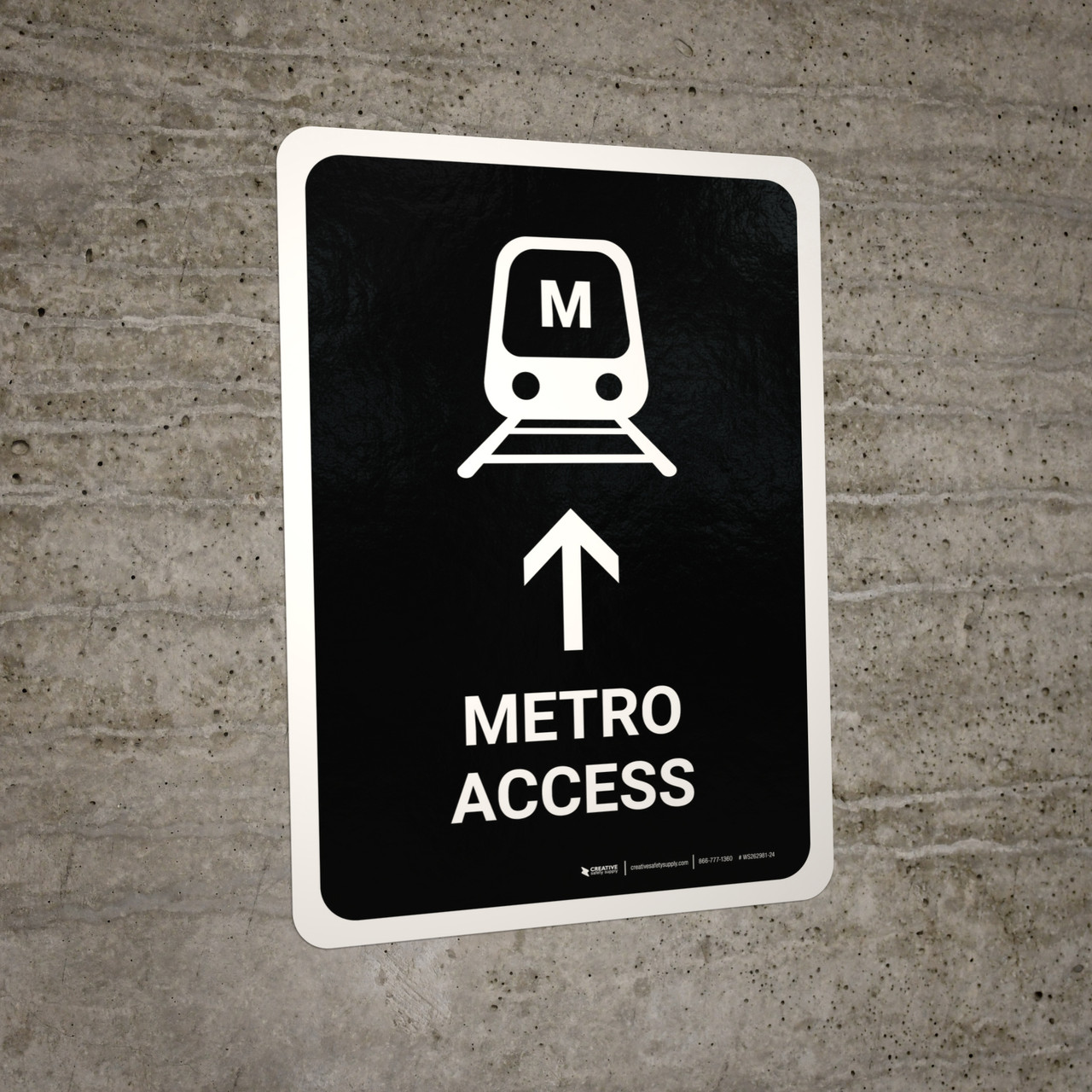 Metro Access With Up Arrow Black Portrait - Wall Sign