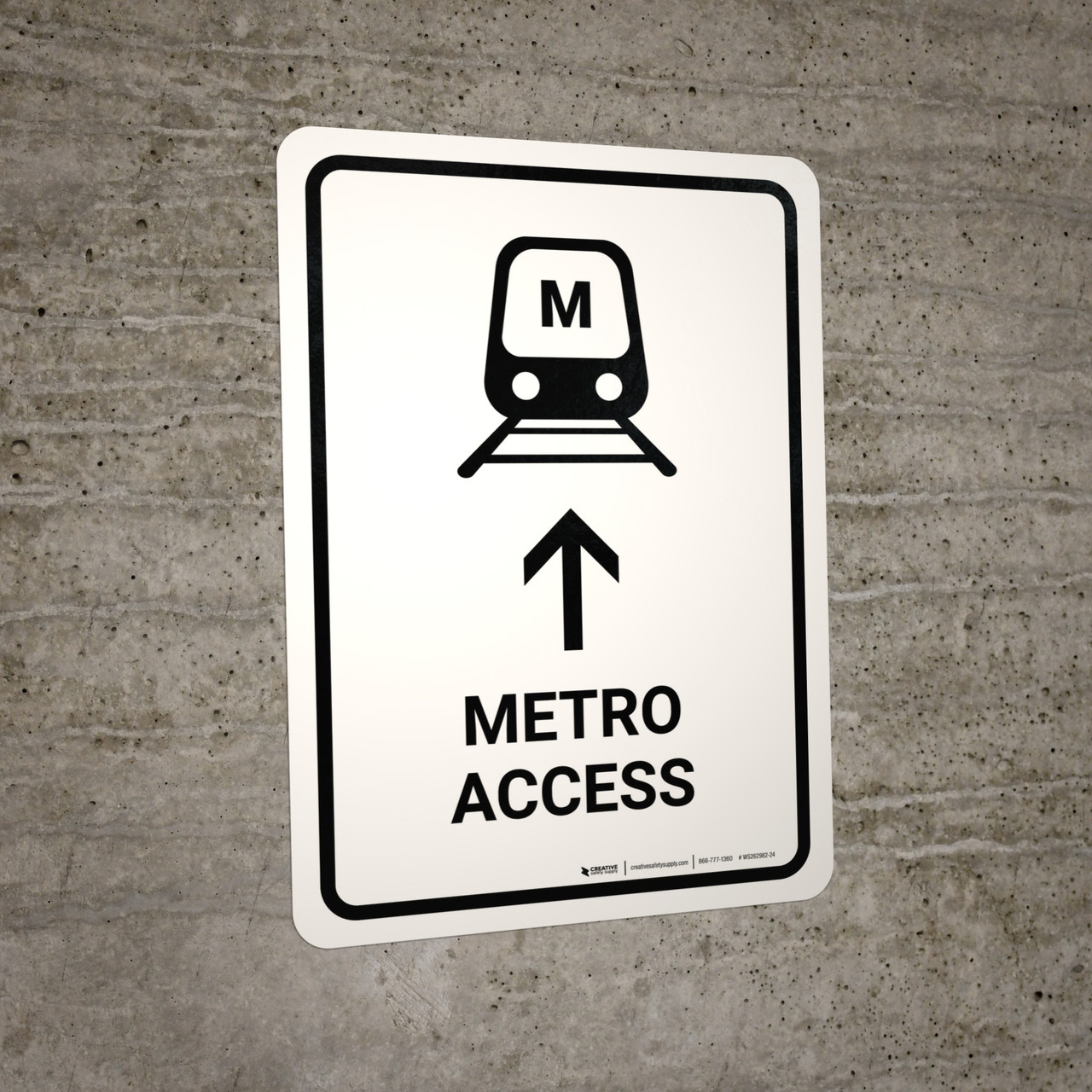 Metro Access With Up Arrow White Portrait - Wall Sign