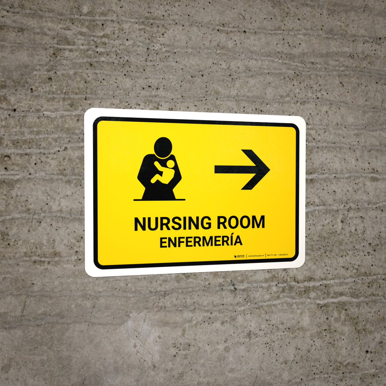 Nursing Room With Right Arrow Yellow Bilingual Landscape - Wall Sign ...