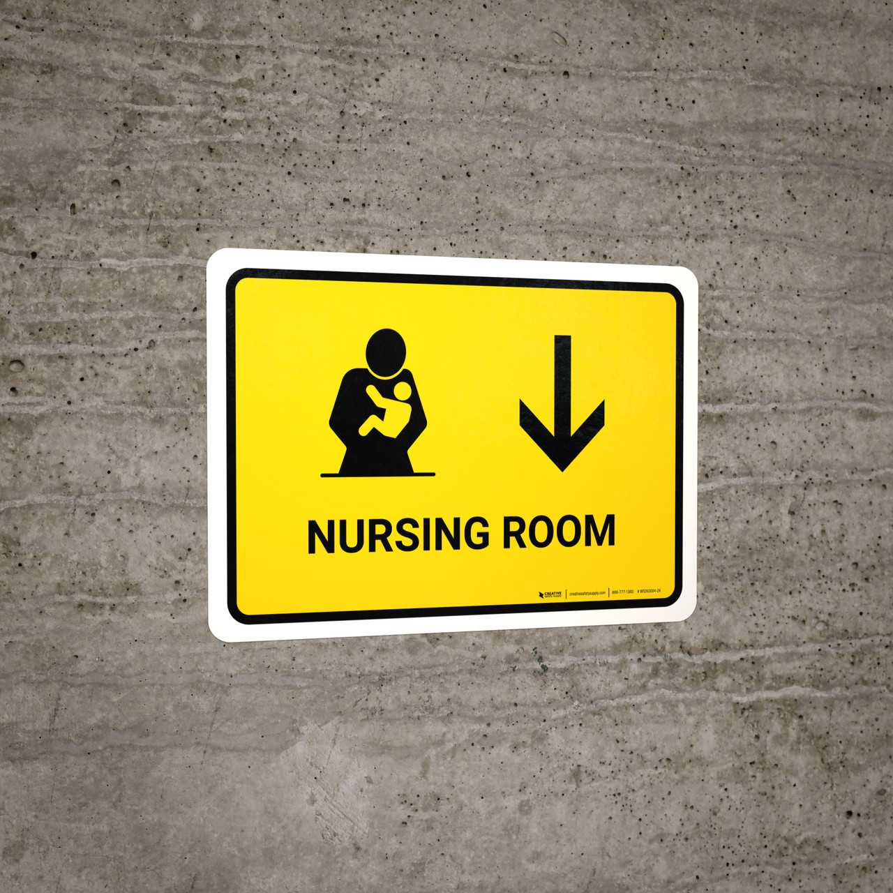 Nursing Room With Down Arrow Yellow Landscape - Wall Sign