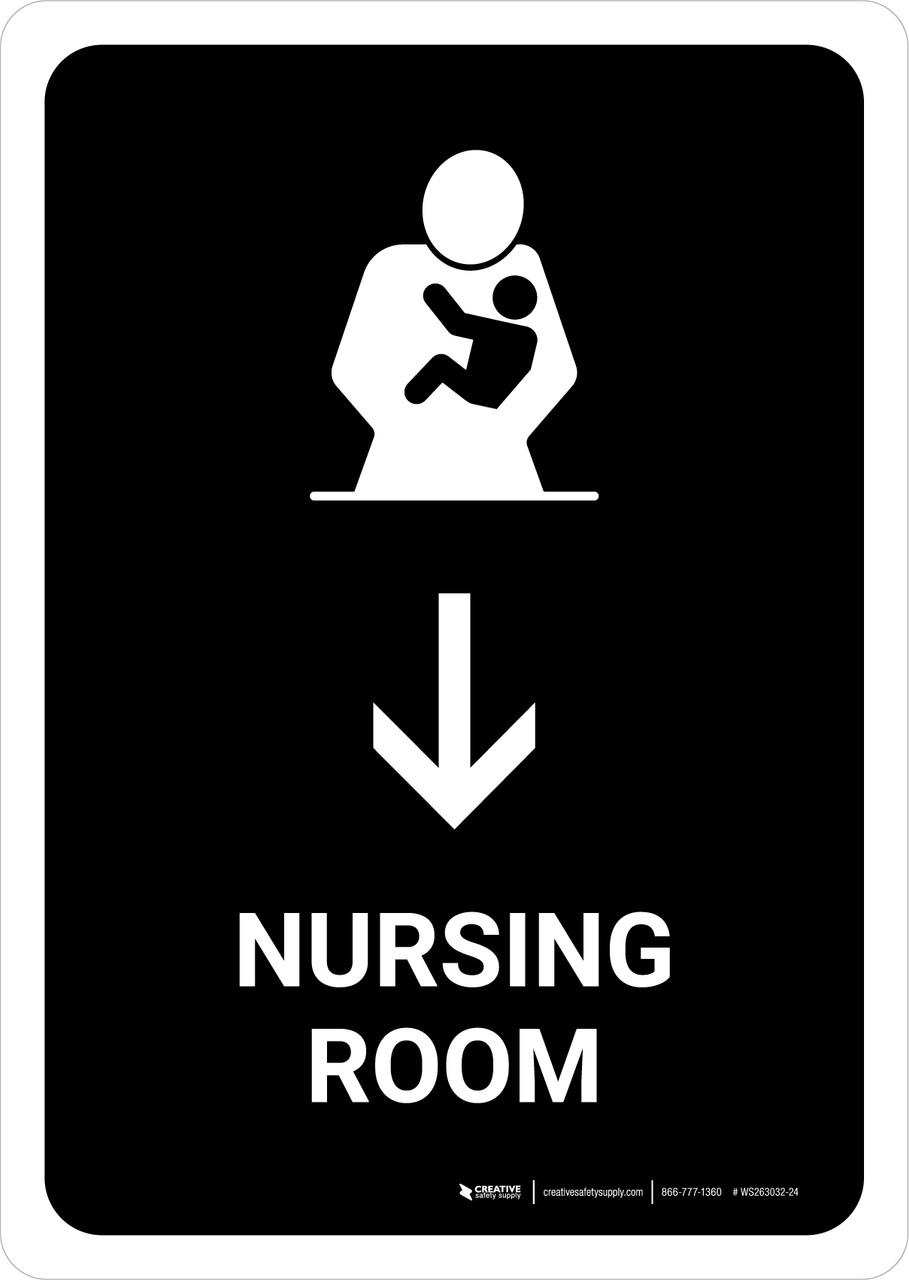 Nursing Room With Down Arrow Black Portrait - Wall Sign | Creative ...