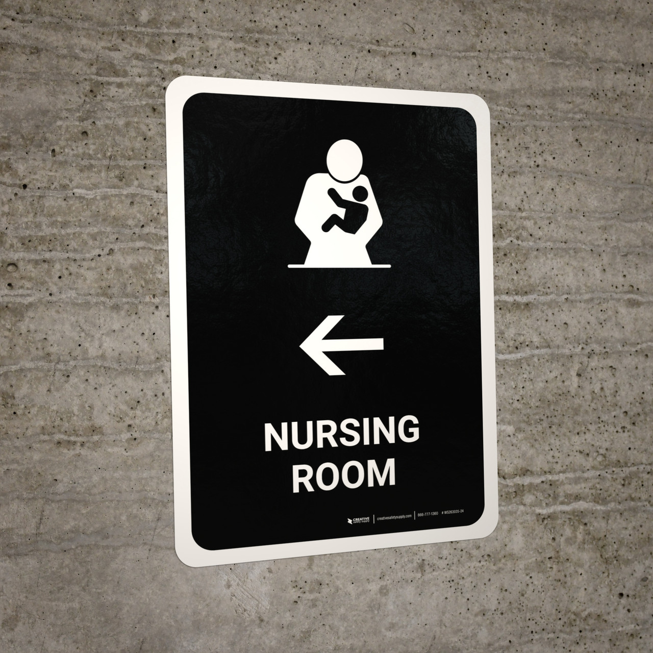 Nursing Room With Left Arrow Black Portrait - Wall Sign | Creative ...