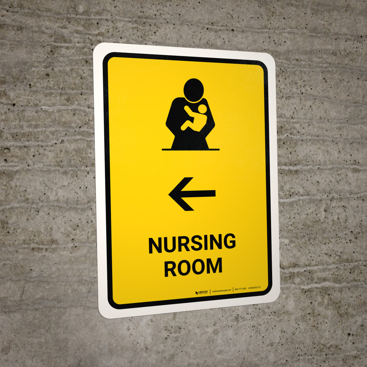 Nursing Room With Left Arrow Yellow Portrait - Wall Sign | Creative ...